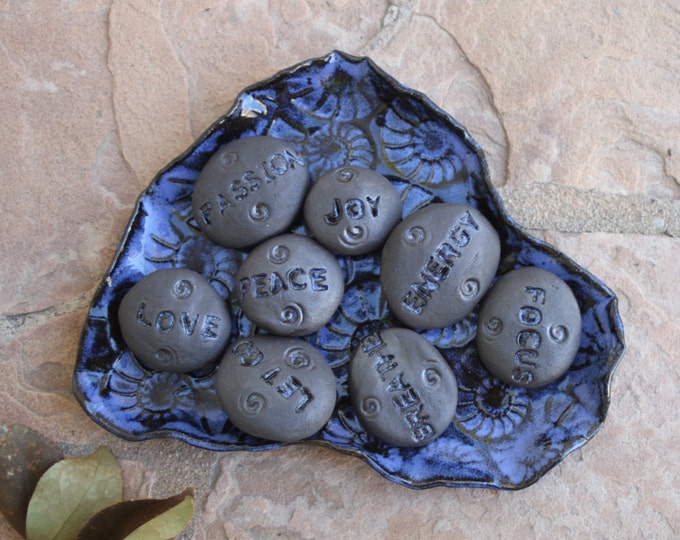 Meditation Stones Message Stones Ceramic Worry Stone Pocket Stone Yoga ...