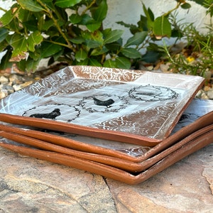 Handmade Chicken Trio Plate Set of 4 Handmade Pottery Plates ...