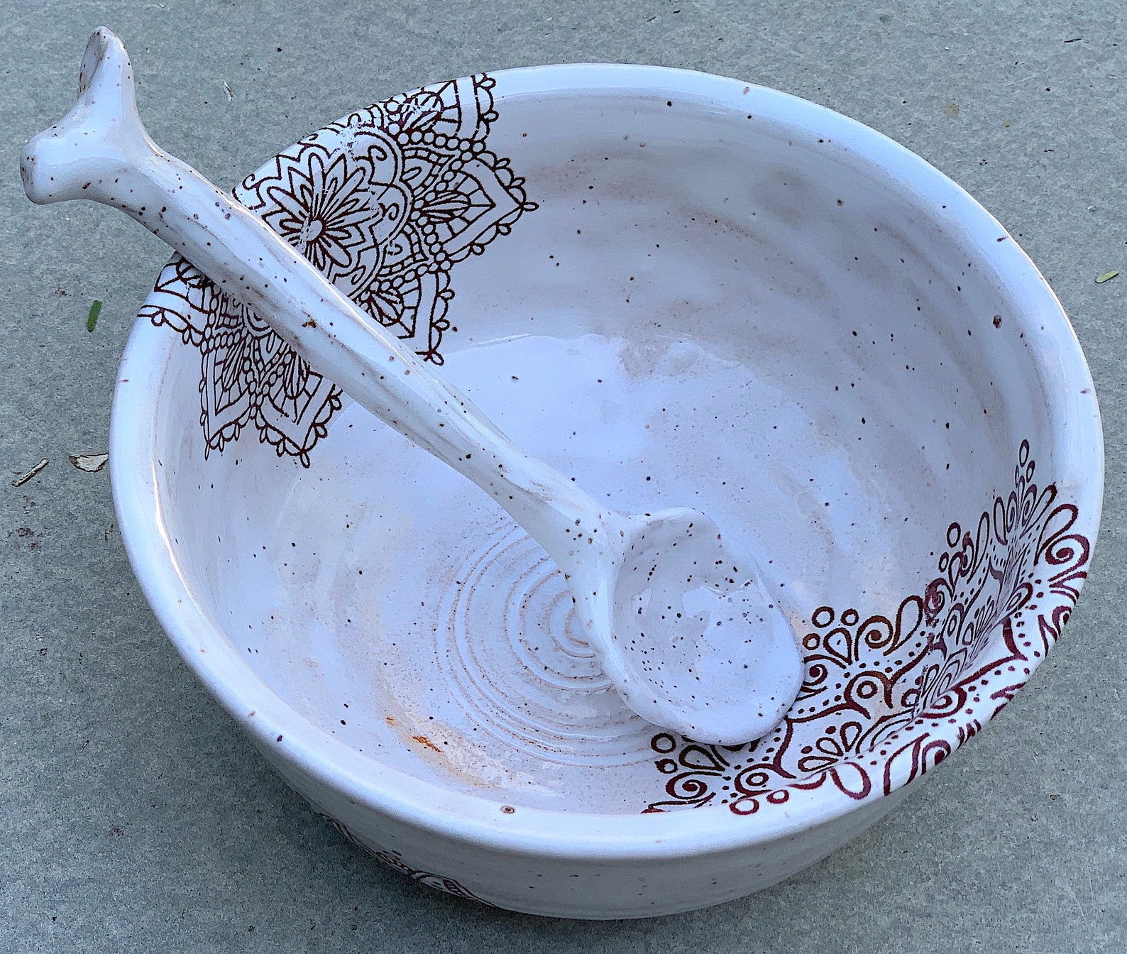 Mandala Cereal Bowl With Spoon Dip Dish Salt Cellar Soup Bowl - Etsy