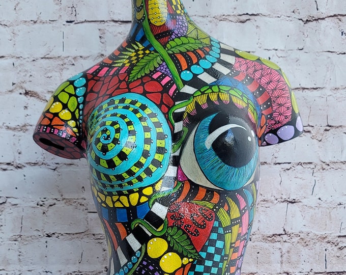 Painted Mannequin Torso, Hand Painted Art, Abstract Art, Recycled Art ...