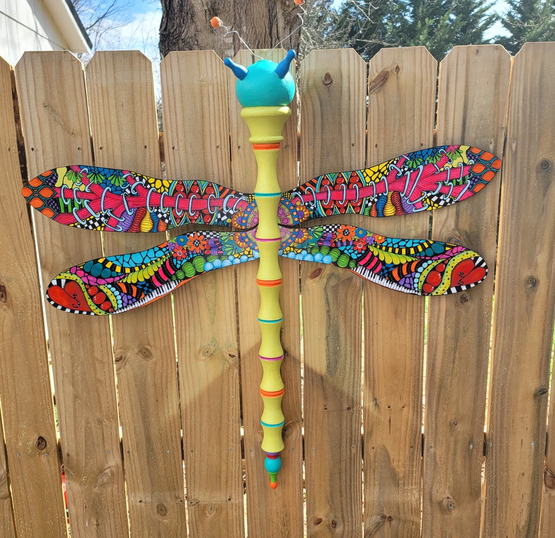 Recycled Dragonfly, Hand Painted Dragonfly, Acrylic Paint Art, Altered ...