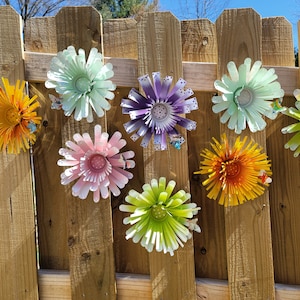 Recycled Aluminum Flowers, Recycled Metal Flowers, Garden Art, Painted ...