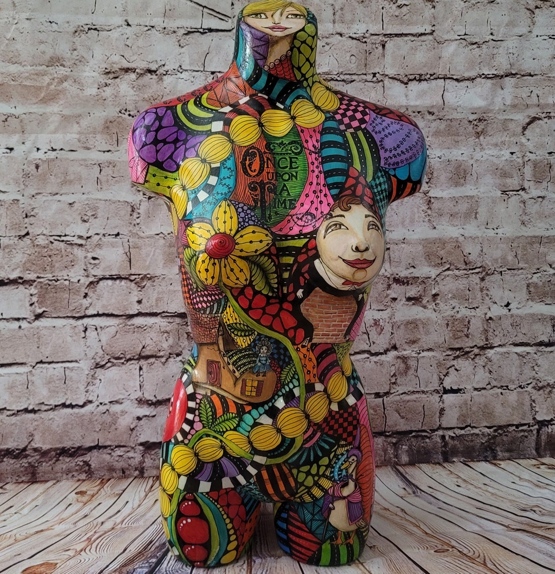 Painted Mannequin, Hand Painted Art, Abstract Art, Altered Art, Retro ...