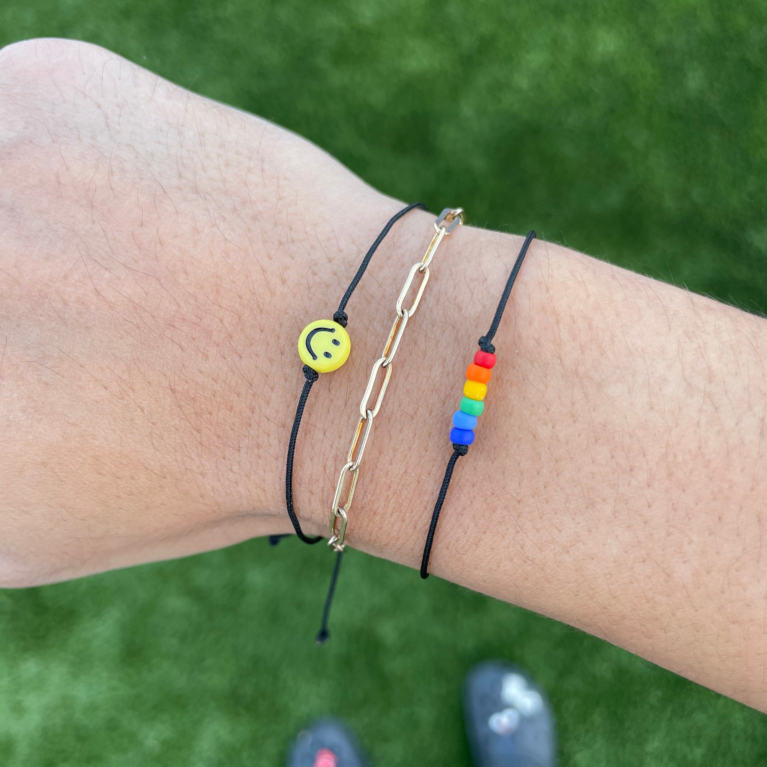 The Be Happy Bracelet // Smiley Face Bracelet Smile Bracelet | Etsy