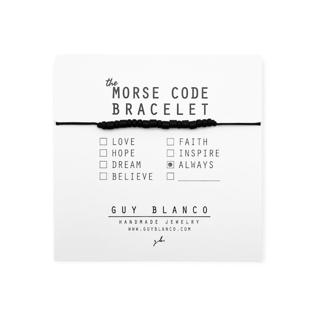 ALWAYS // Matte Black Beaded Morse Code Bracelet Always Bracelet ...