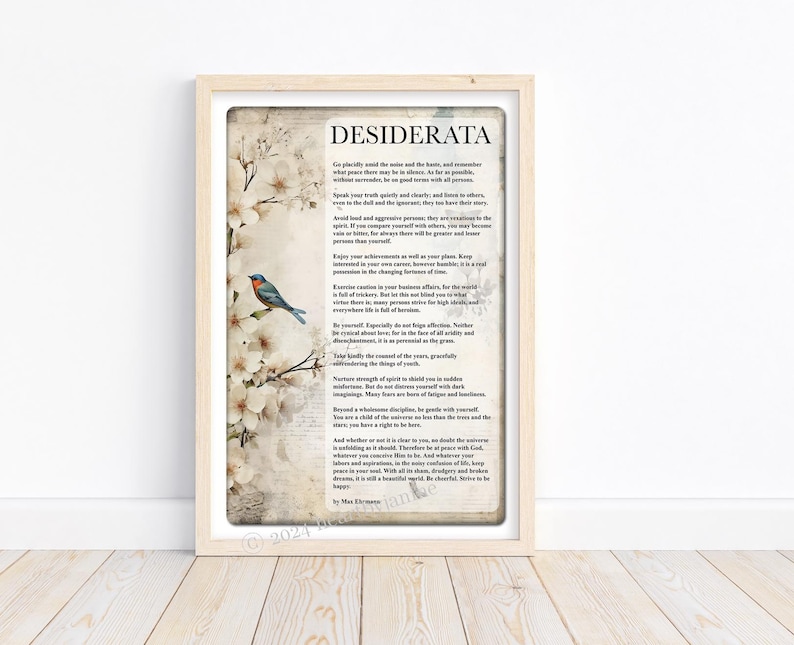Desiderata Poem Print by Max Ehrmann: Minimalist Typography (digital ...