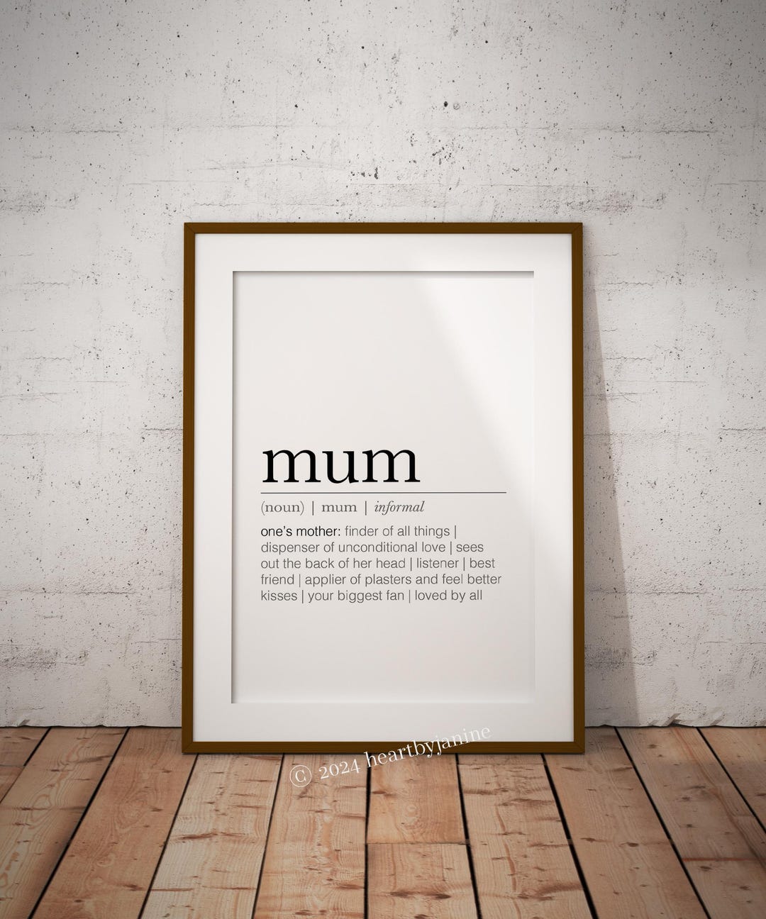 Mum Definition Typography Print, Mother's Day Gift (digital Download ...