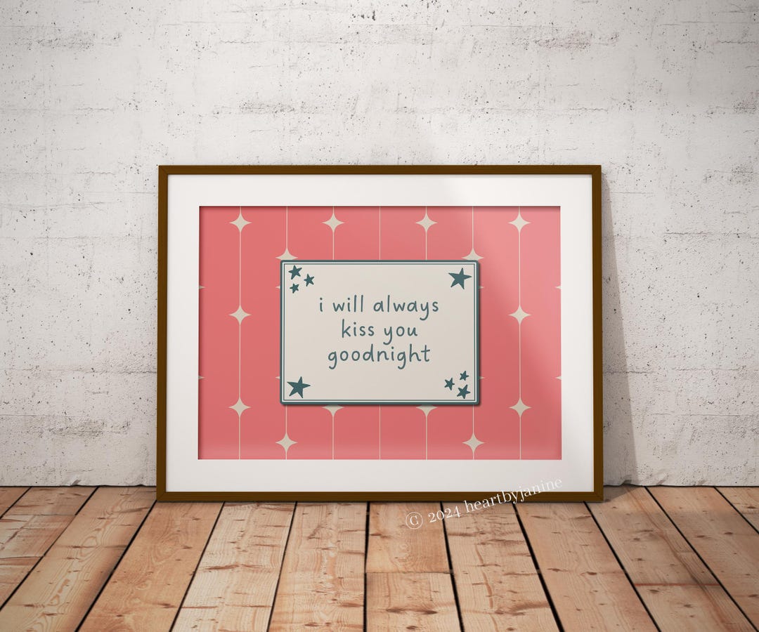 Kiss You Goodnight Printable Sign: Retro, Boho Decor (digital Download ...