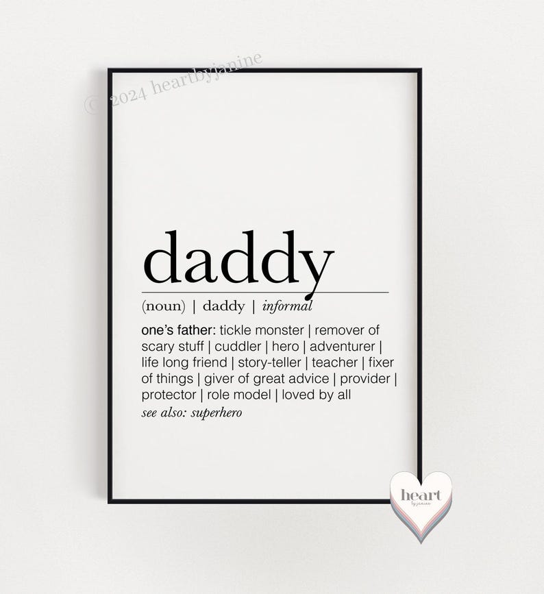 Daddy Definition Quote Printable Typography Art Fathers Day Birthday ...