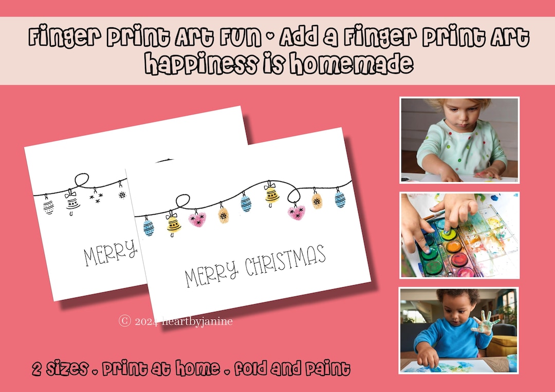 Fingerprint Printable Merry Christmas Card | DIY Toddler Fingerprint ...