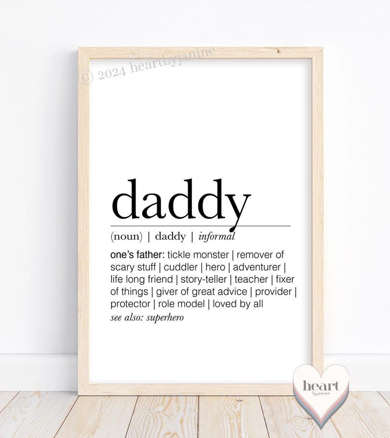 Daddy Definition Quote Printable Typography Art Fathers Day Birthday ...