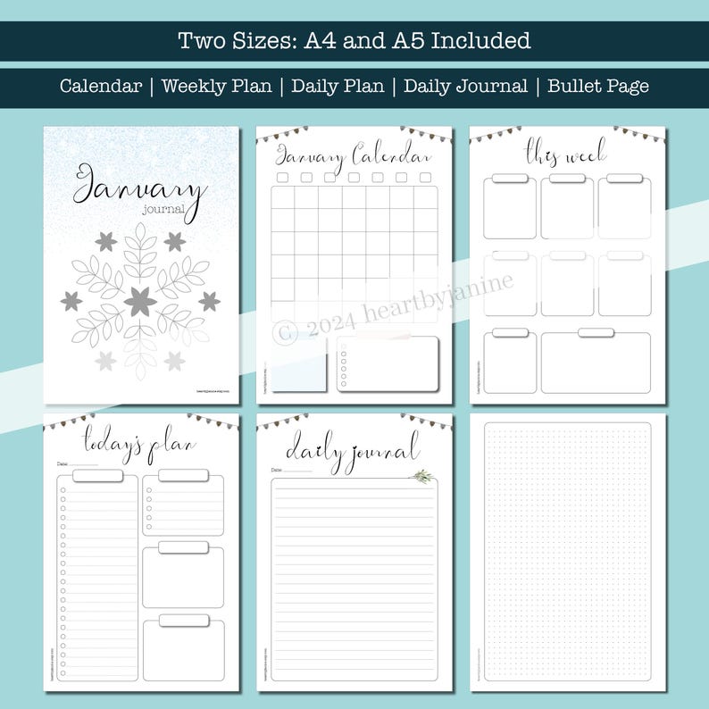 JANUARY Journal Bundle Digital & Printable Planner Bundle January ...
