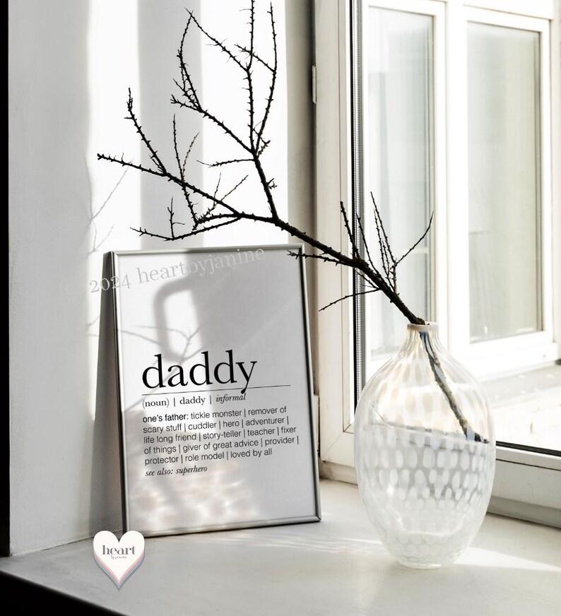 Daddy Definition Quote Printable Typography Art Fathers Day Birthday ...