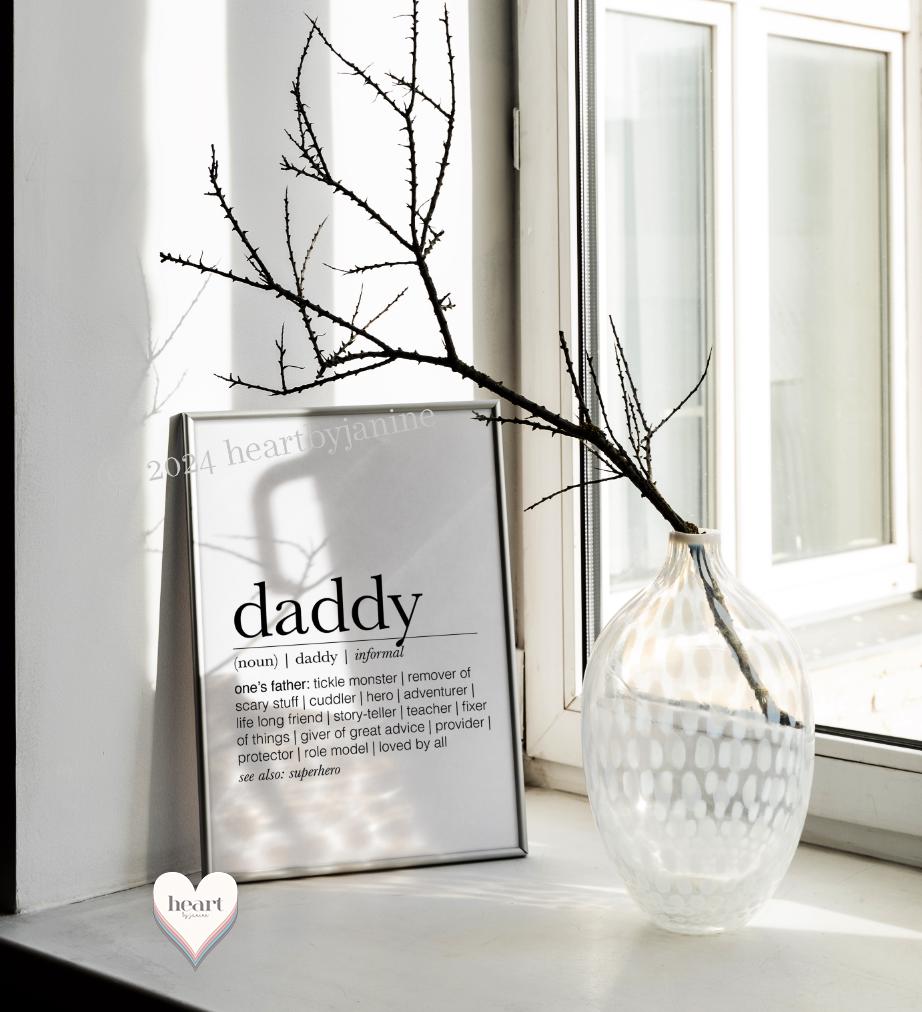 Daddy Definition Quote Printable Typography Art Fathers Day Birthday ...