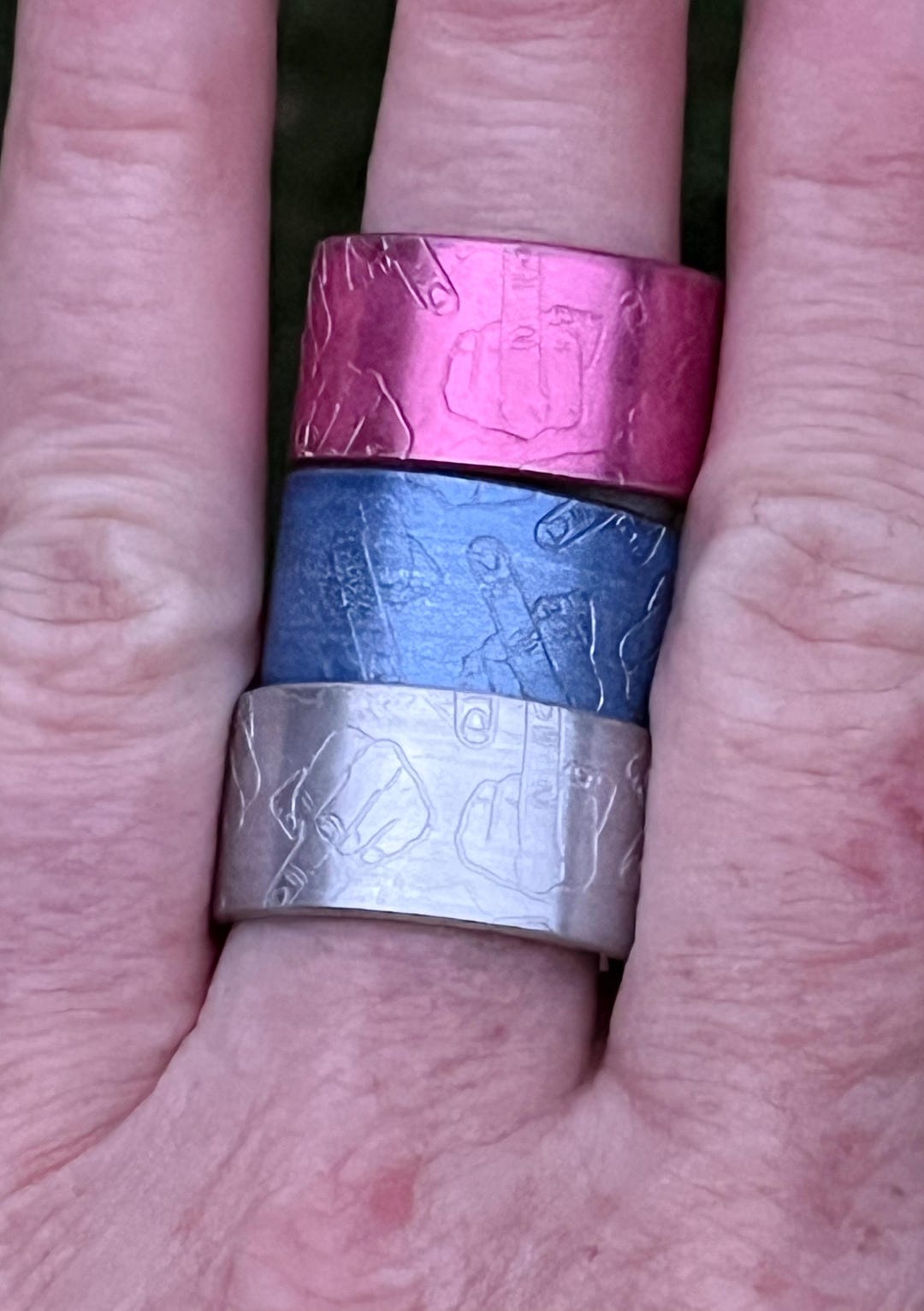 Repurposed Knitting Needle Middle Finger Pattern Ring - Etsy