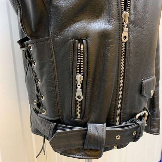 DEADSTOCK Brando Style Biker Jacket with lace up side… - Gem