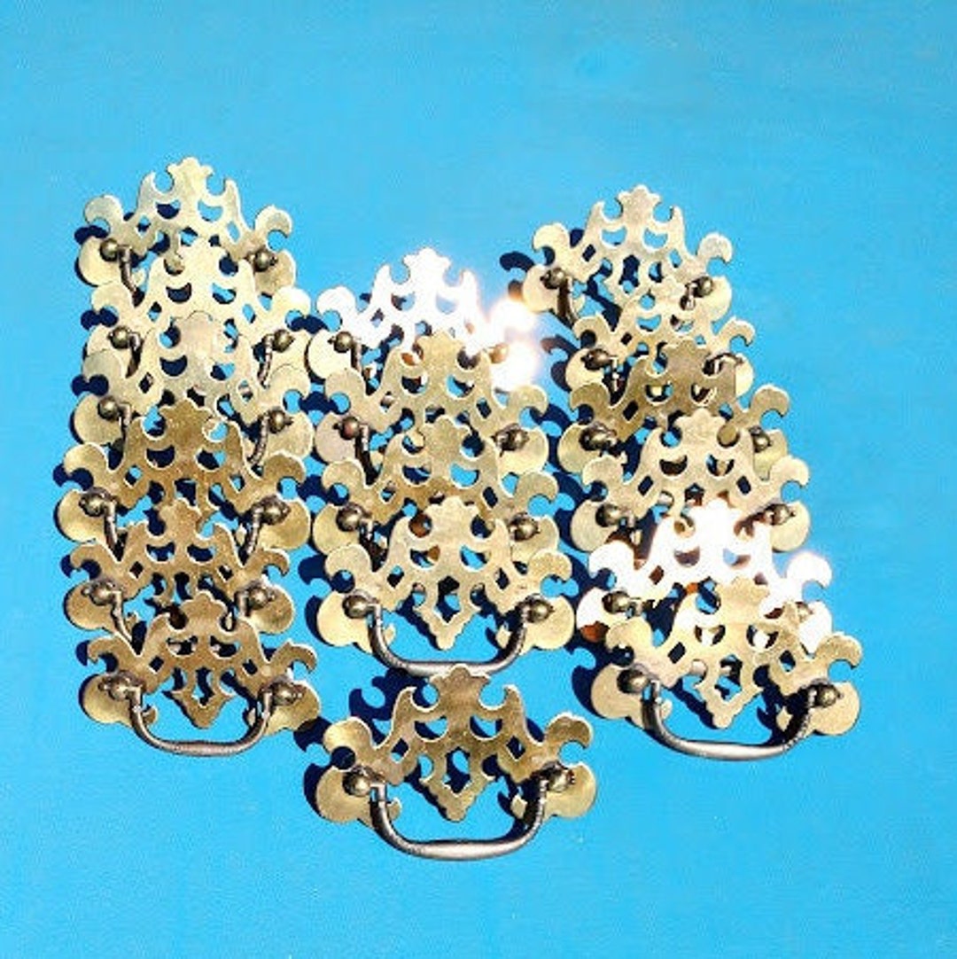 Dresser Drawer Pulls Vintage Brass Bat Wing Chippendale Style 17 ...