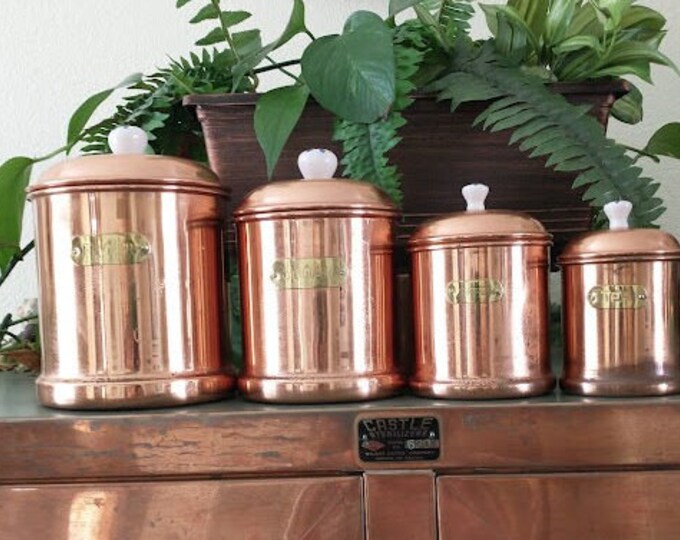 Full Set Copper Storage Canisters 4 Copper Containers, Kitchen Decor ...