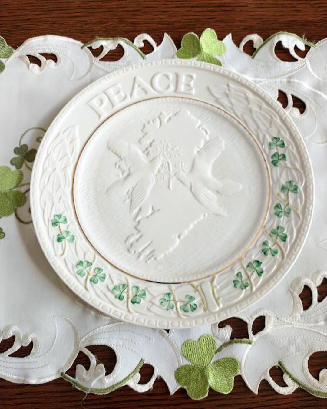 Irish Belleek Plate "peace" Doves Vintage - Etsy