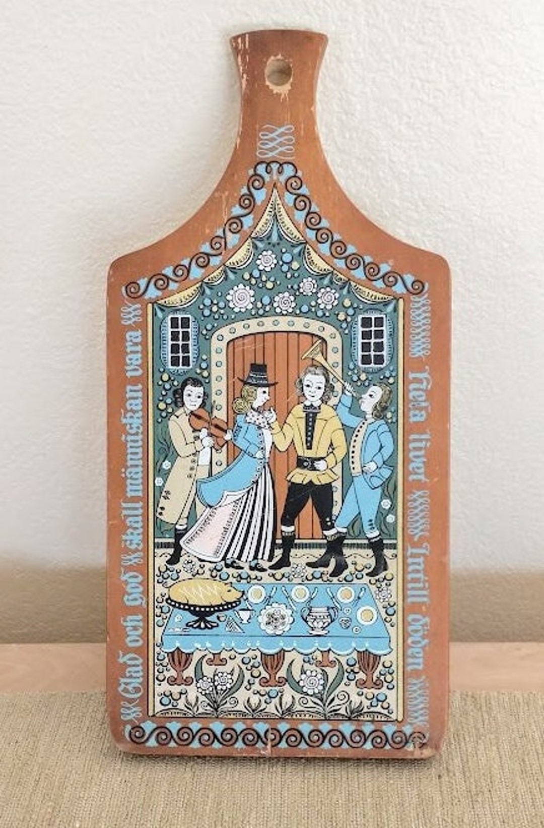 VTG Hand Painted Cheese Bread Board Swedish Wood - Etsy