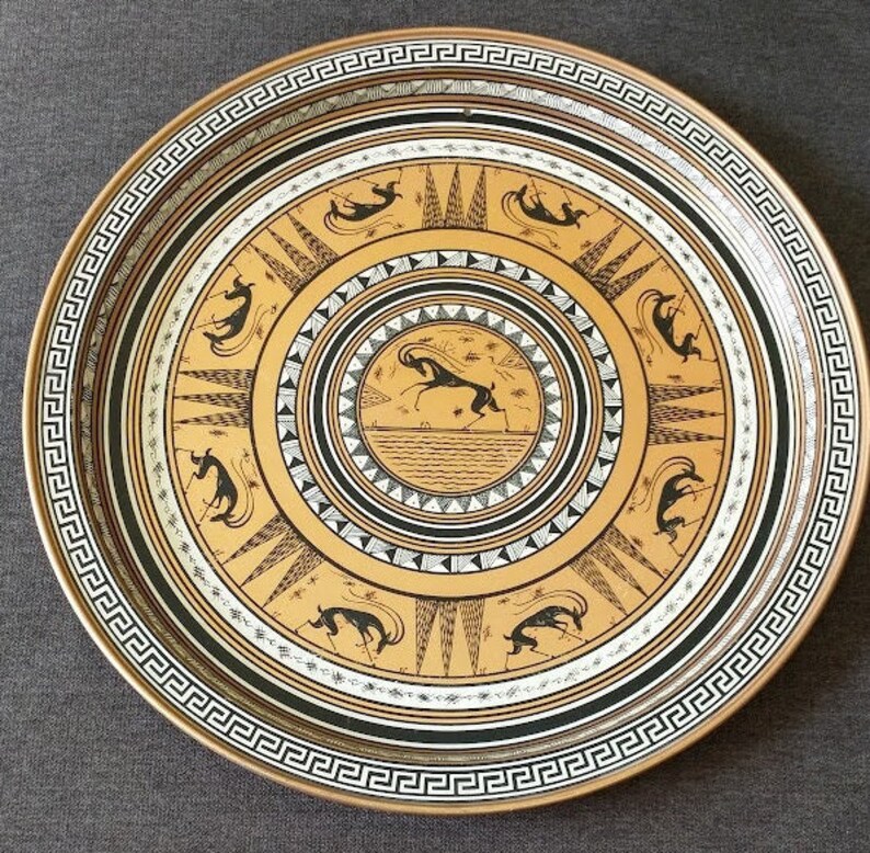 Ancient Egyptian Etruscan Grecianthemed Collectable Tin Trays Plates ...