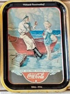 Two Coca Cola Trays Vintage From 1980s Sea Captain, Two Ladies Sipping ...