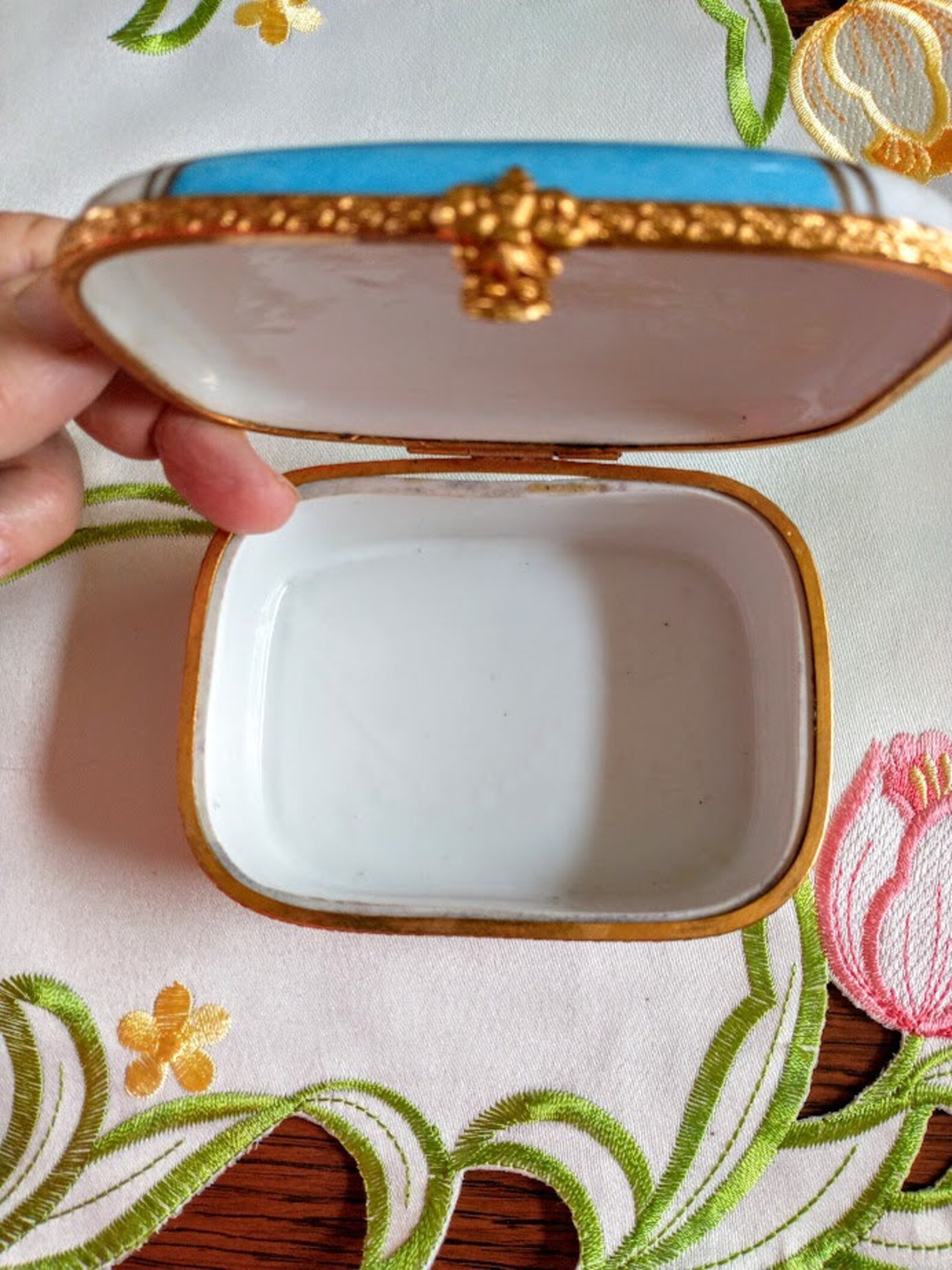 French Trinket Case Vintage, Gold Band - Etsy