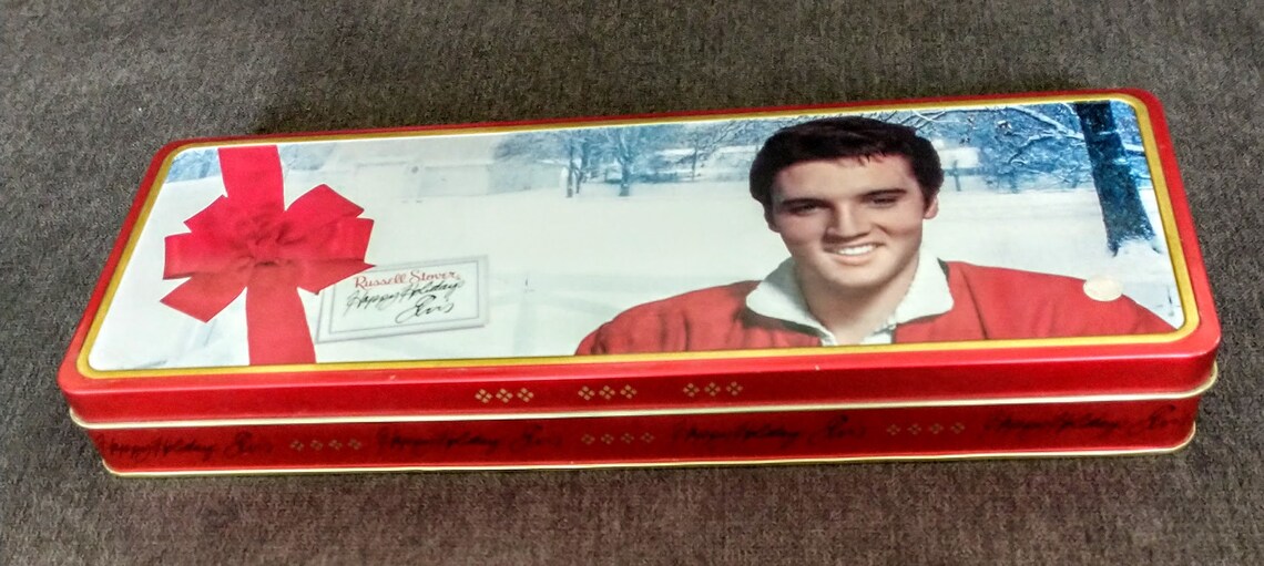 Vintage Elvis Russell Stover Candy Tin...happy Holidays - Etsy