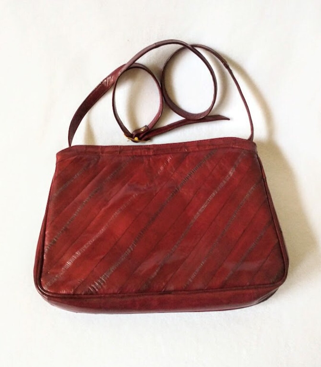 Vintage Eel Skin Purse With Strap Burgandy - Etsy