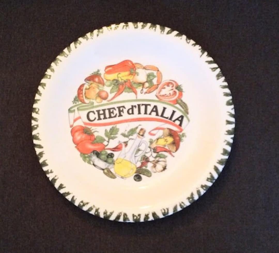 Two O.M.C. Plates Chef D'italia Hand Dinner 9.50” Diameter Made in ...