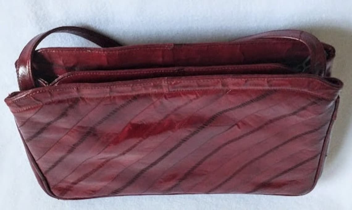 Vintage Eel Skin Purse With Strap Burgandy - Etsy