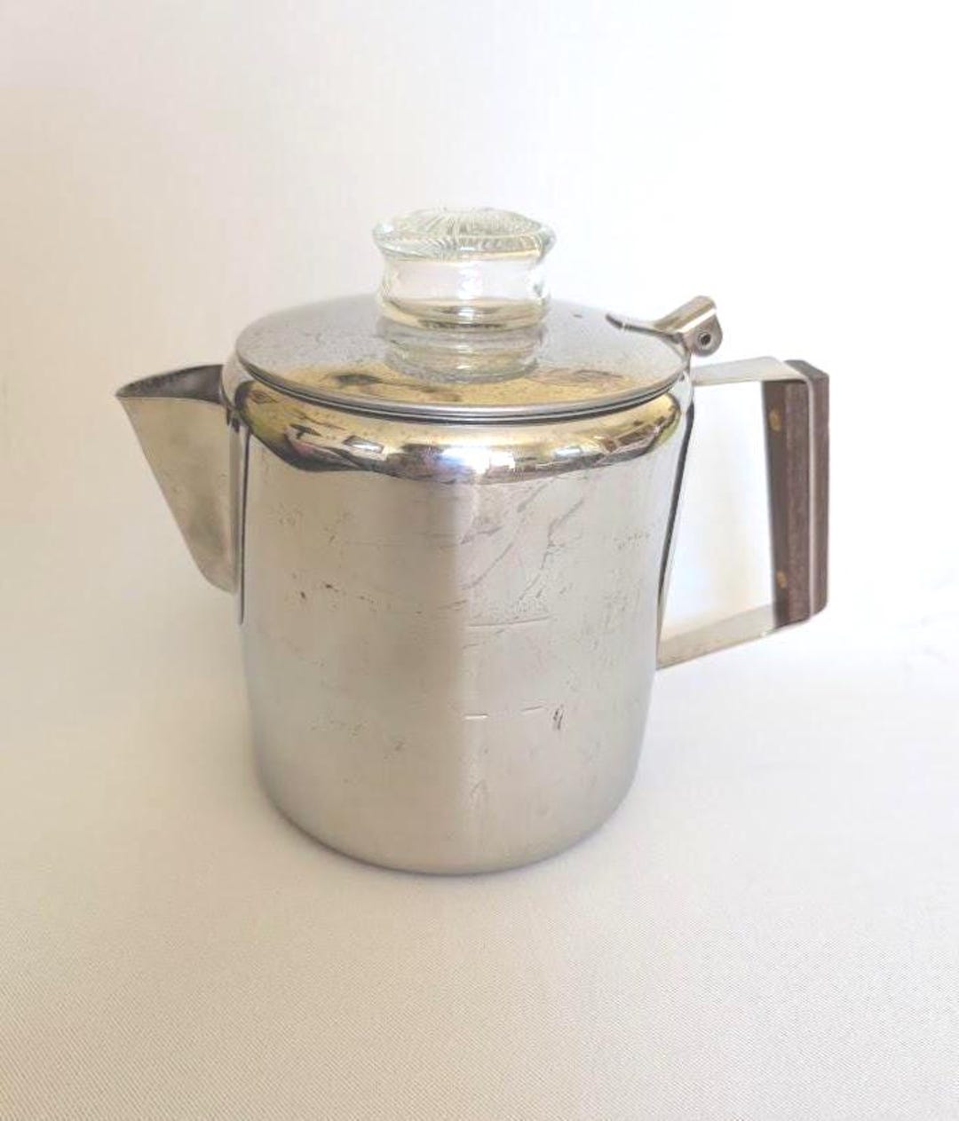 Vintage Stove Top Coffee Pot 6 Cup Stainless Steel Made in Hong Kong ...
