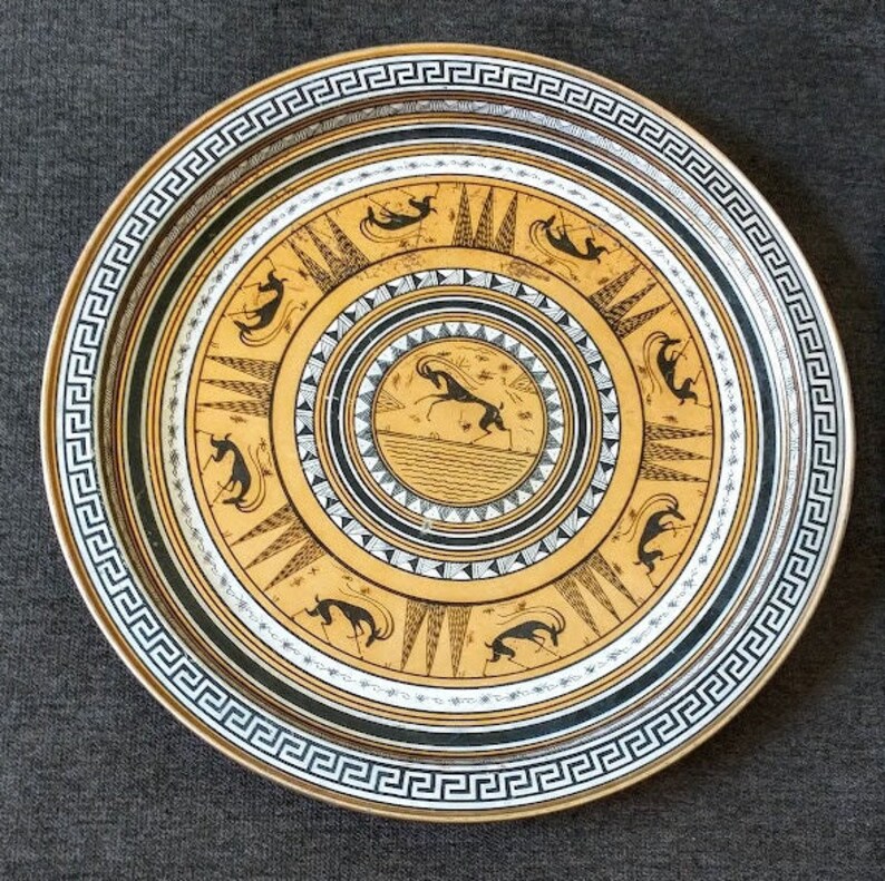 Ancient Egyptian Etruscan Grecianthemed Collectable Tin Trays Plates ...