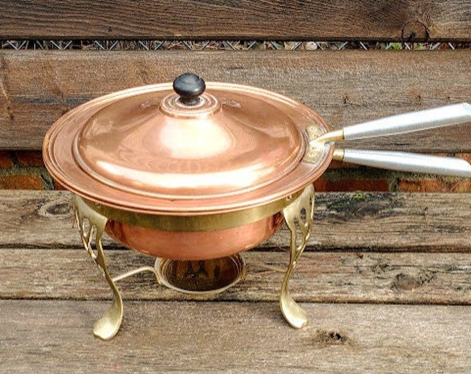 Copper Chafing Dish Fondue Pot, Reticulated Legs Vintage Country ...