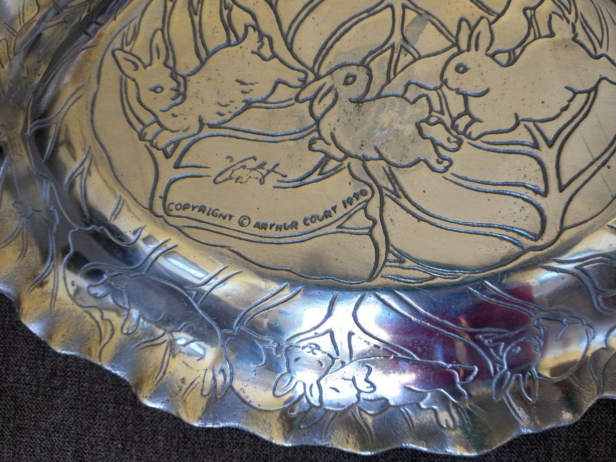 Arthur Court Bunny Easter Tray Platter Aluminum Vintage 1990, Beautiful ...
