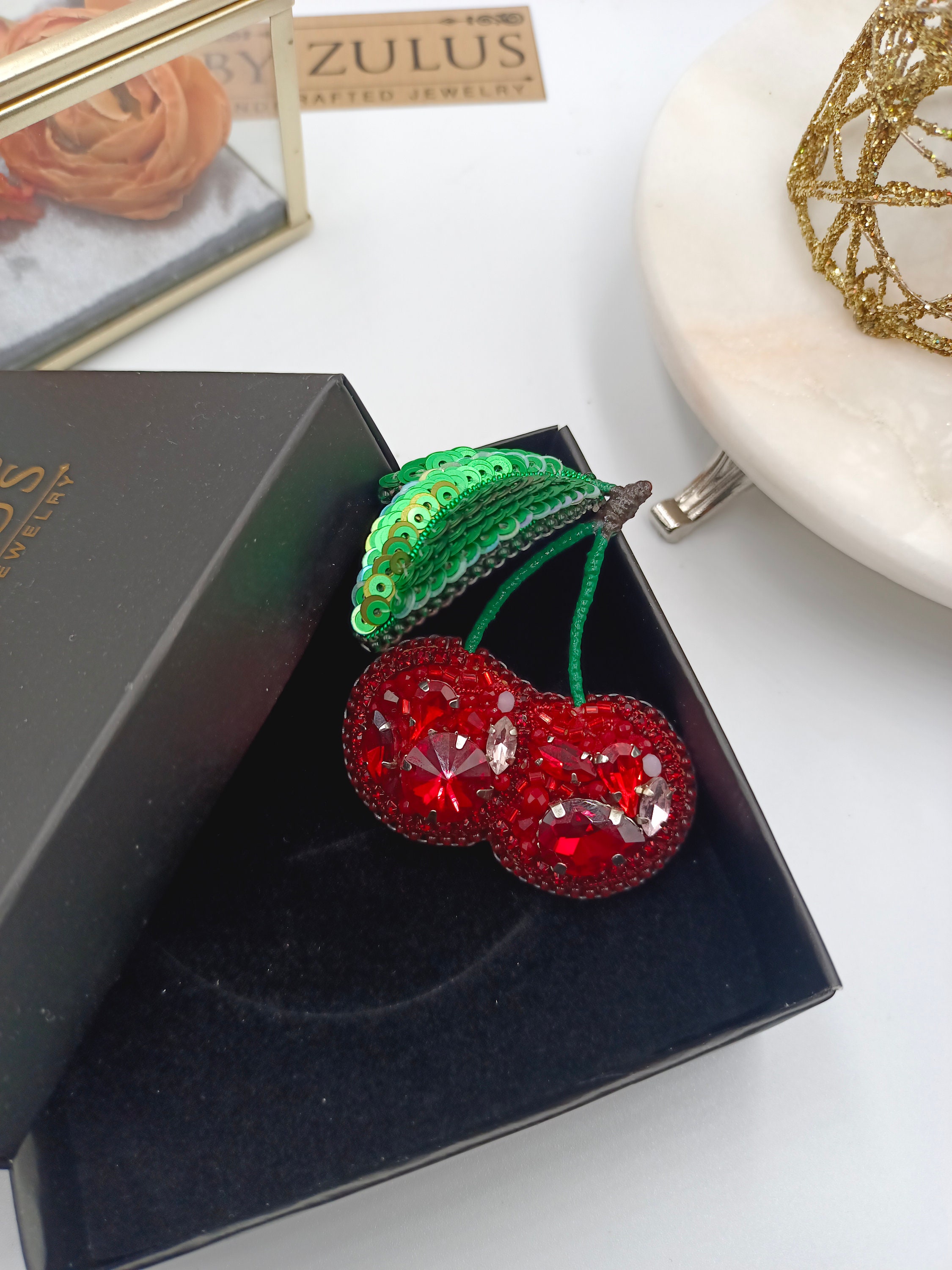 Cherry Red Brooch - Etsy Cherry Red Brooch - Etsy