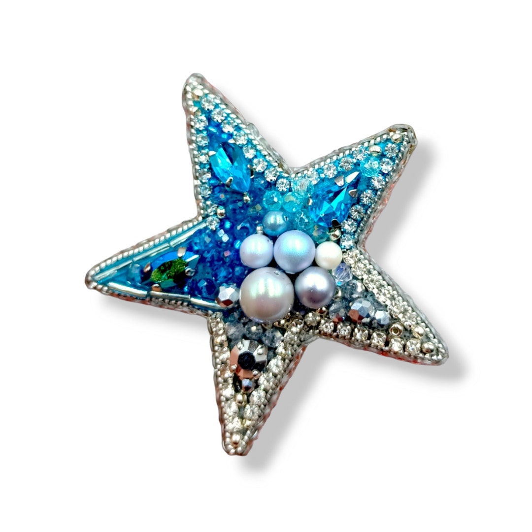 Star Brooch Blue Silver Star Pin Unique Accessory for Her Special Gift ...