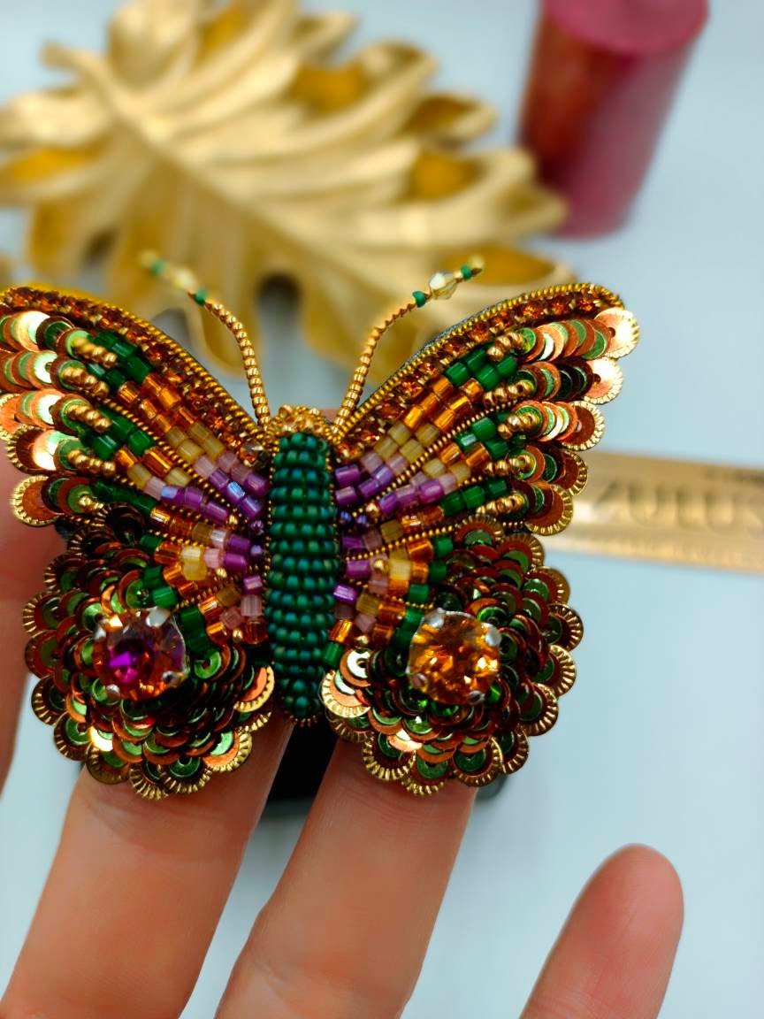Butterfly Brooch, Handmade Gold Butterfly Pin, Gift for Her, Unique ...