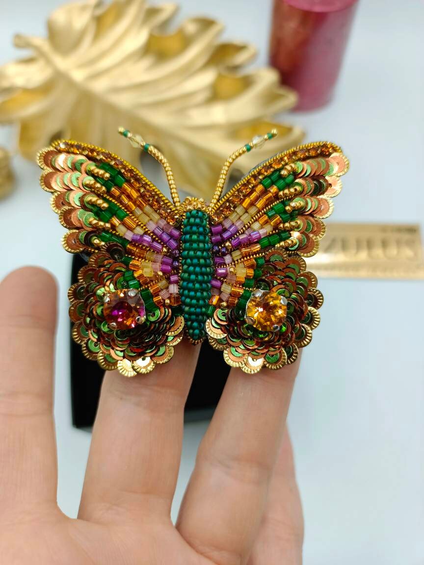 Butterfly Brooch, Handmade Gold Butterfly Pin, Gift for Her, Unique ...