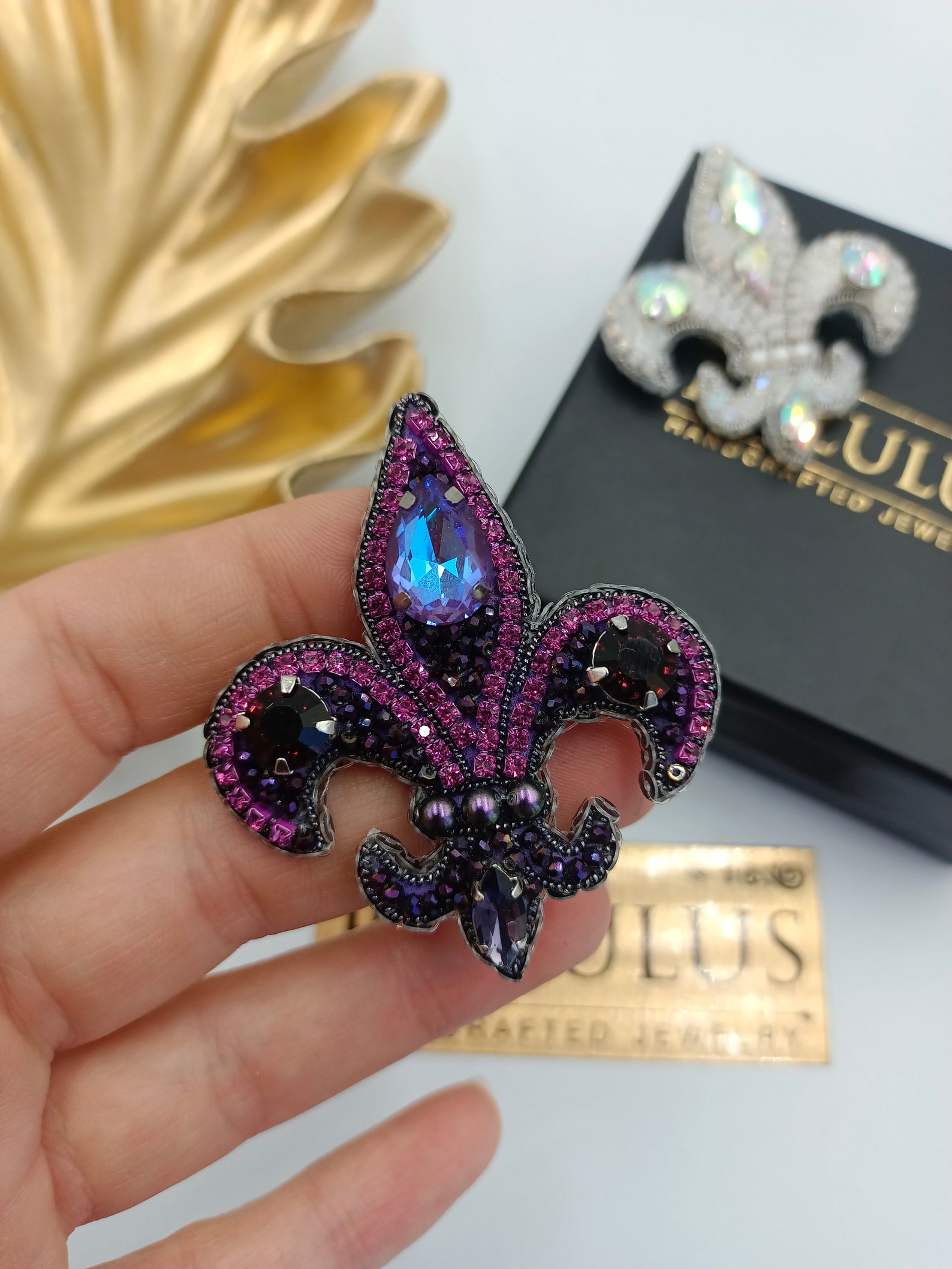 Fleur De LIS Brooch, Handmade Lily Flower Brooch, Royal Iris Flower ...