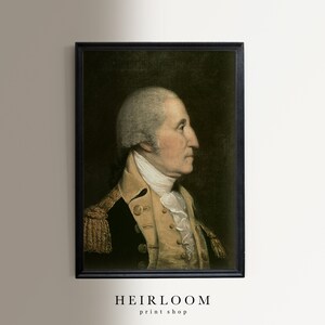 George Washington Print | Portrait Painting Man | Rustic Military ...