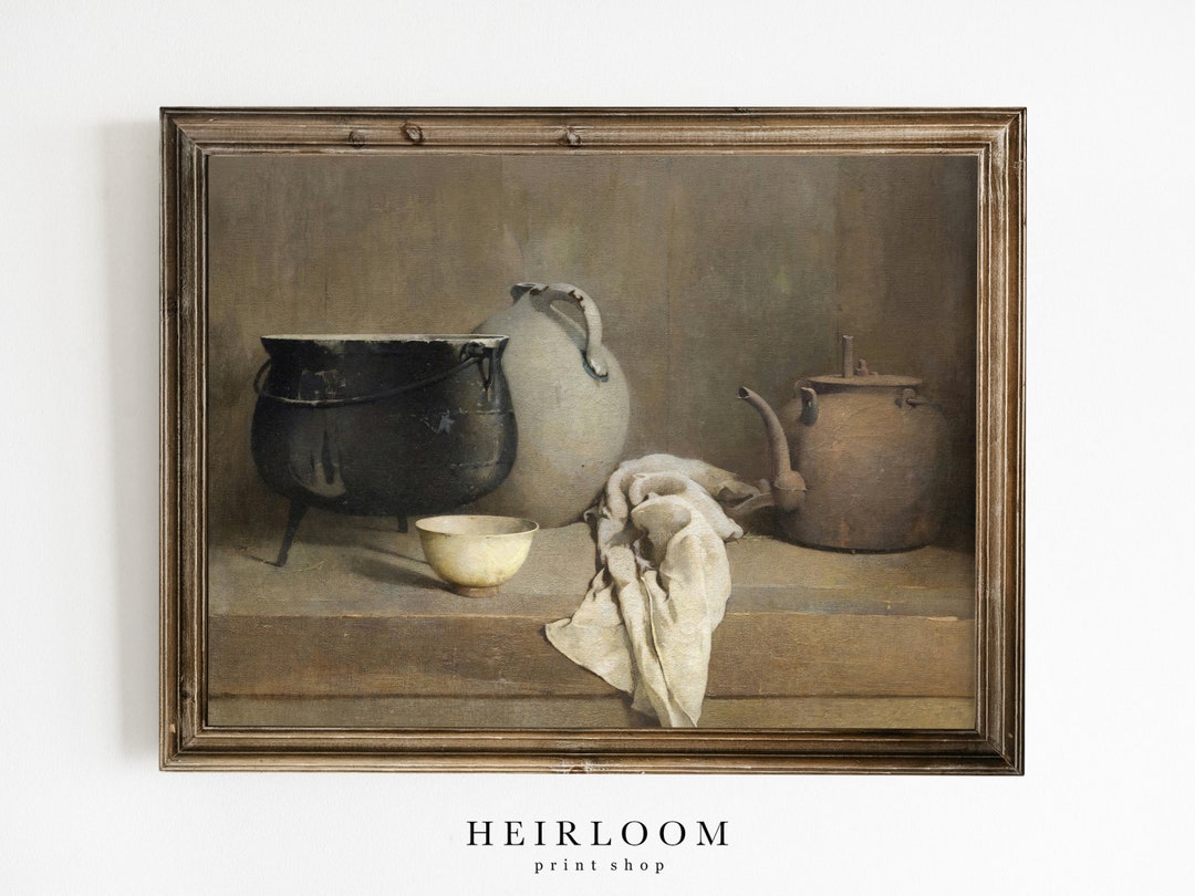 Kitchen PRINTABLE ART | Pots Painting | Still Life Digital Print | Pots ...