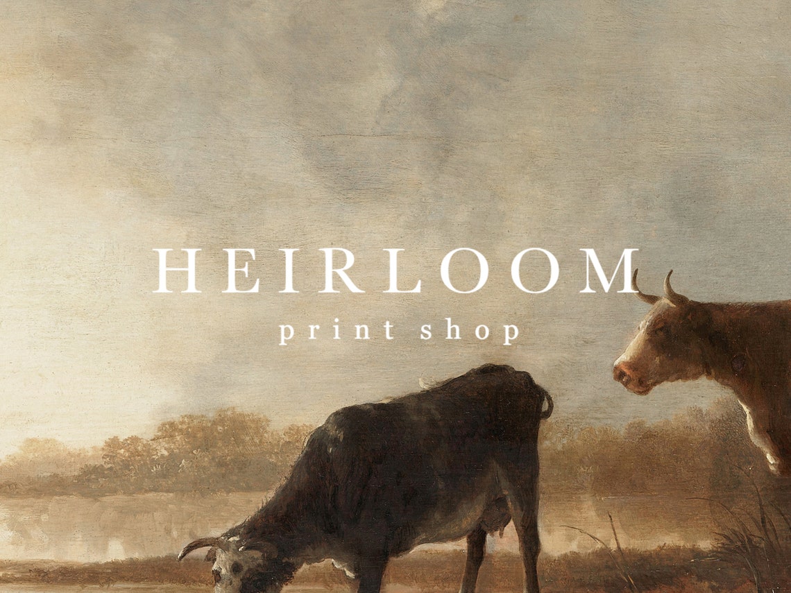 Vintage Cow Art Herd of Cow Print Farmhouse Artwork - Etsy