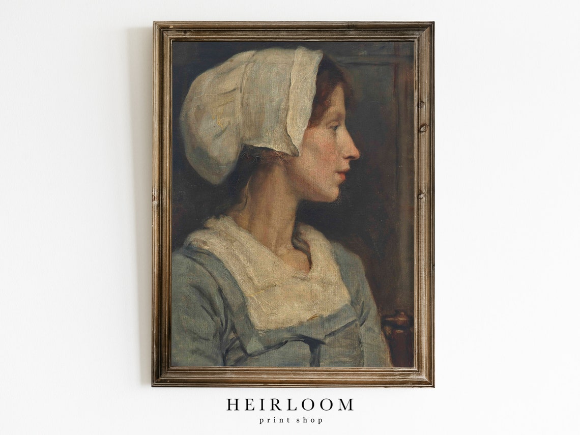 Vintage Oil Painting Primitive Portrait Painting of Women | Etsy