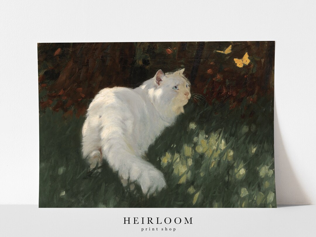 Vintage Cat Art | Vintage Animal Print | Painting of Cat ART PRINTS ...