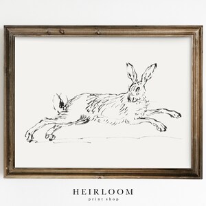 Rabbit Drawing Bunny Artwork Vintage Drawing Spring ART - Etsy