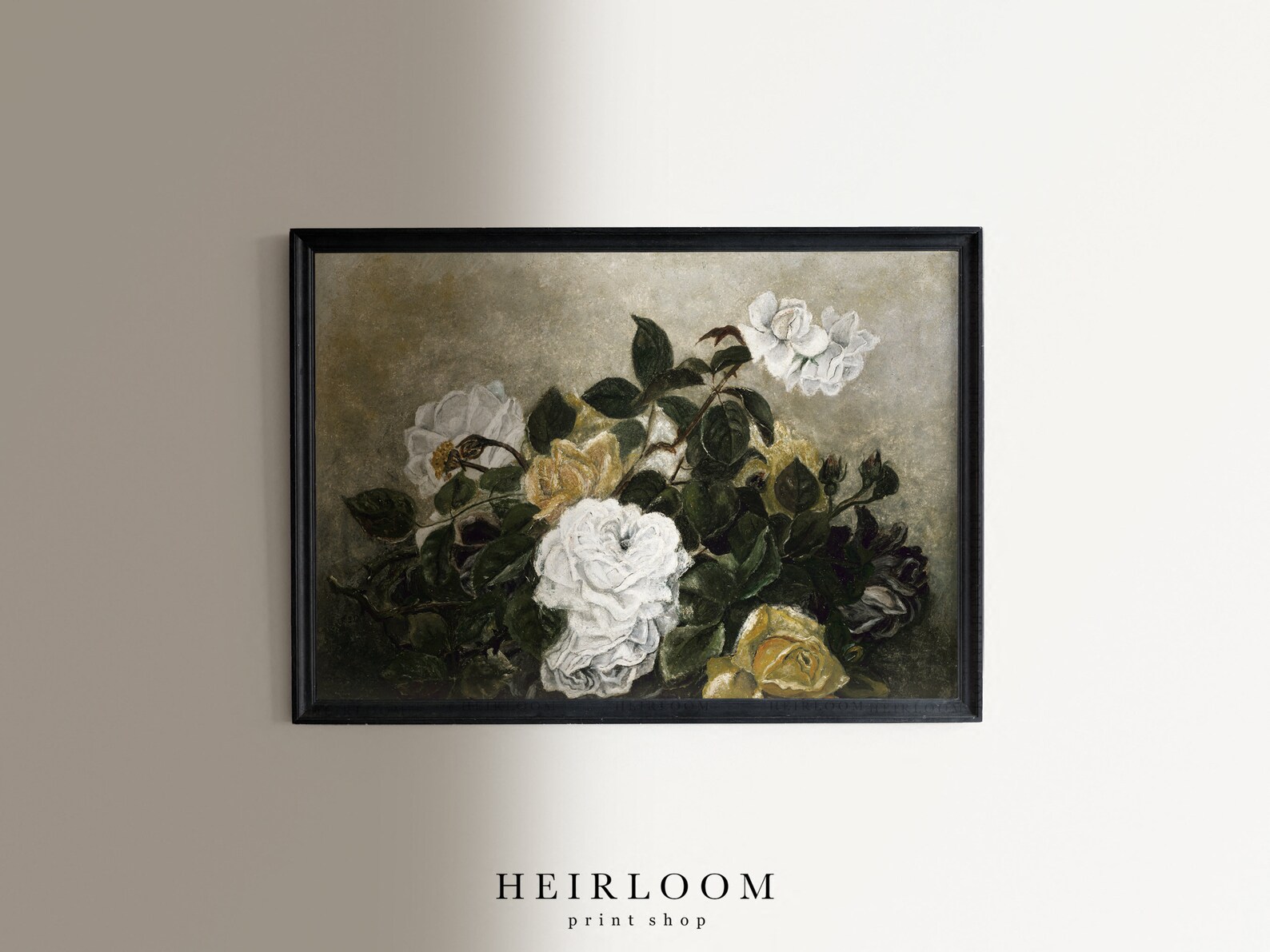 White Rose PRINTABLE Vintage Digital Print Yellow Flower | Etsy