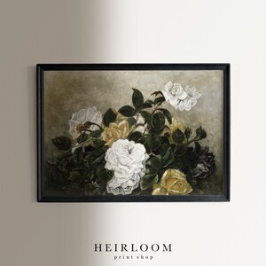 White Rose PRINTABLE | Vintage Digital Print | Yellow Flower | Rose ...