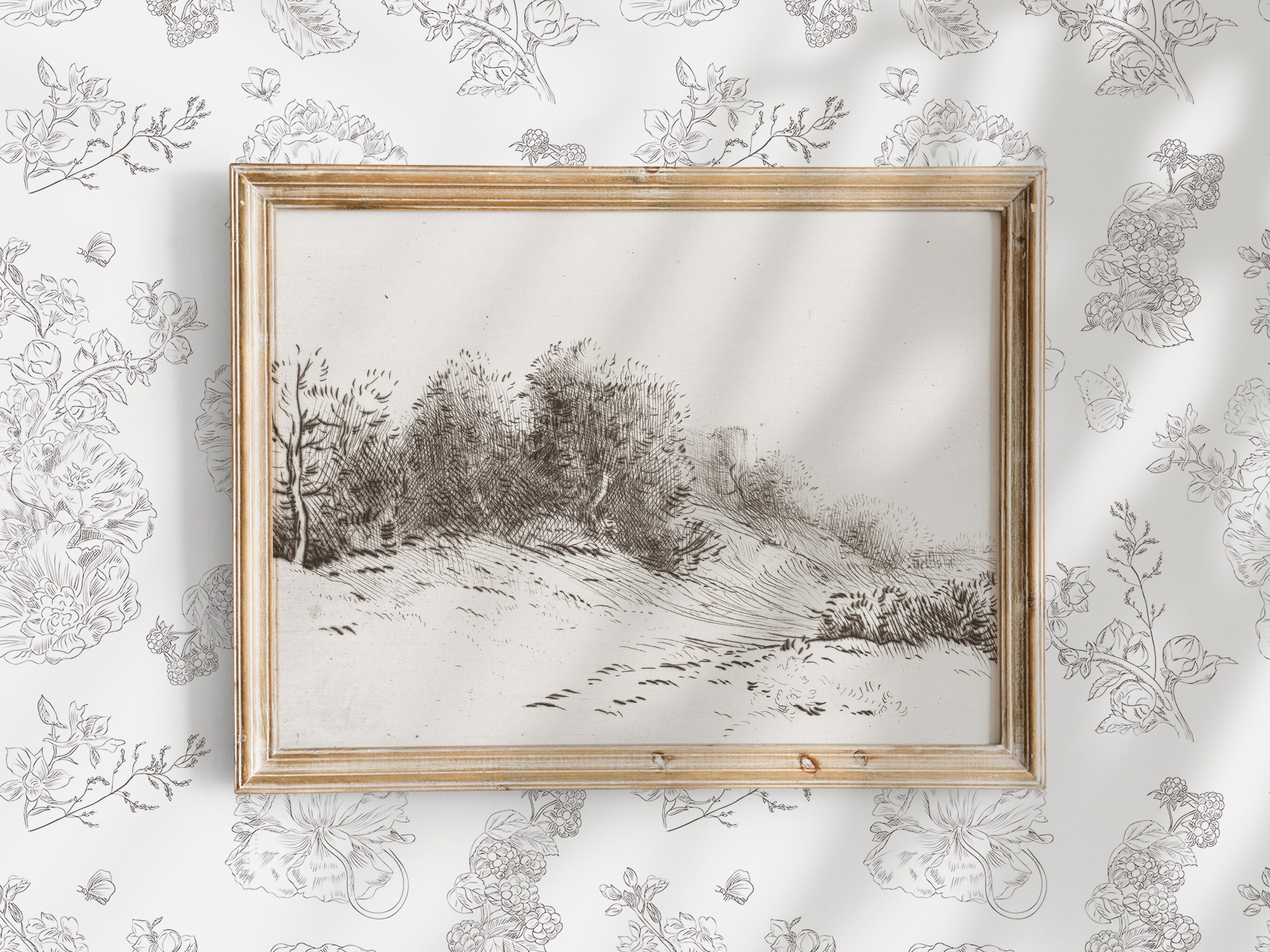 Landscape Print Drawing Vintage Sketch Downloadable Art | Etsy