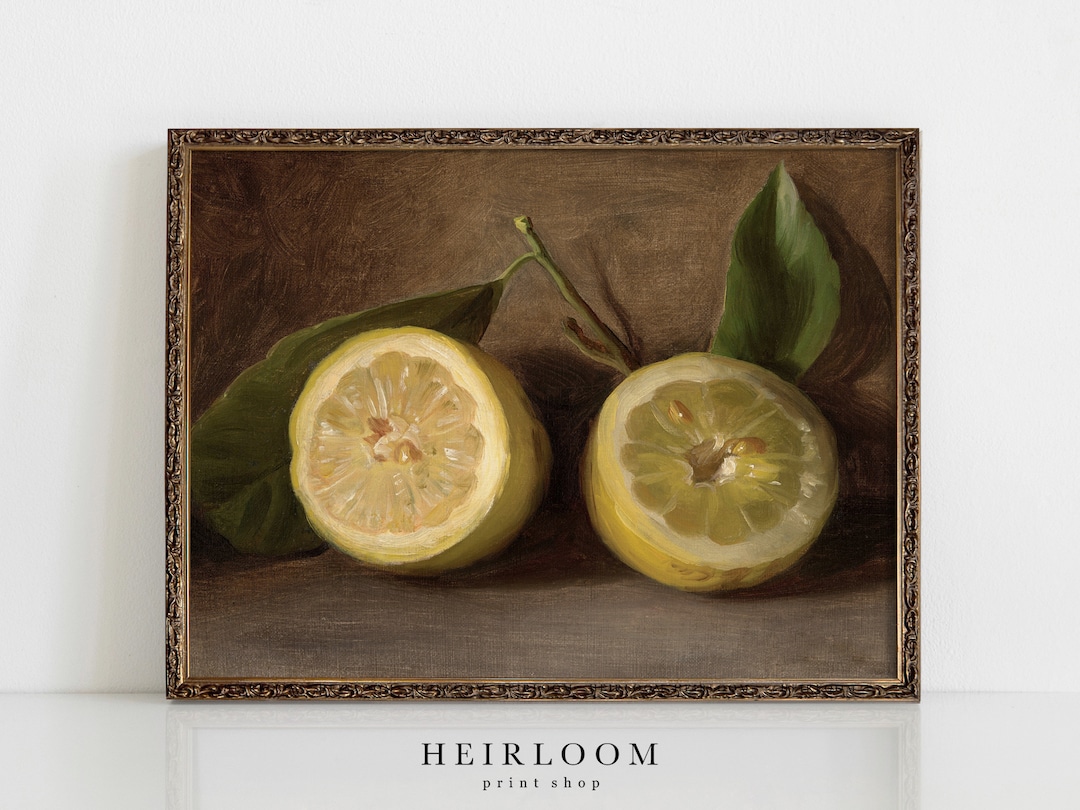 Lemon Painting | Still Life | Vintage Lemon Print | Heirloom ART PRINT ...